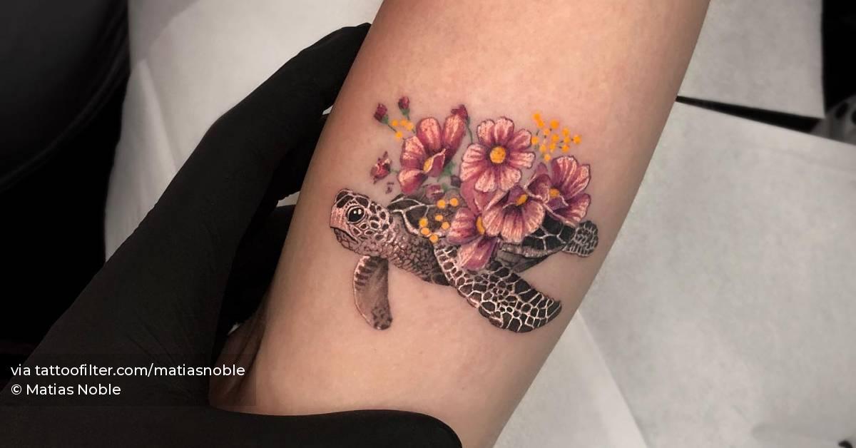 Turtle Flower Tattoo Turtle Oasis Planter Permanent Botanical
