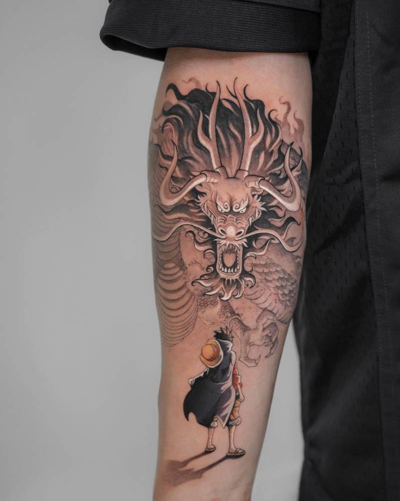 One Piece Tattoo Located On The Inner Forearm Cartoon