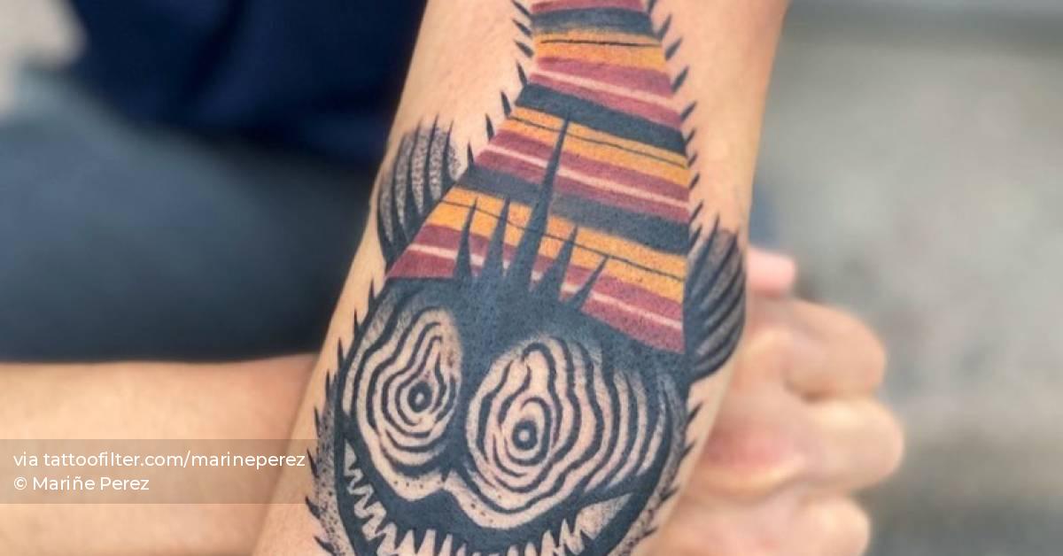 Monkfish tattoo located on the forearm.