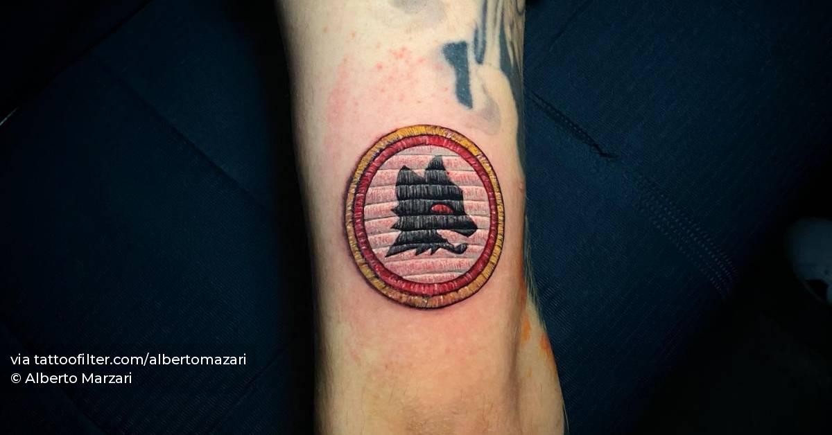 Embroidery style A.S. Roma patch tattoo located on the