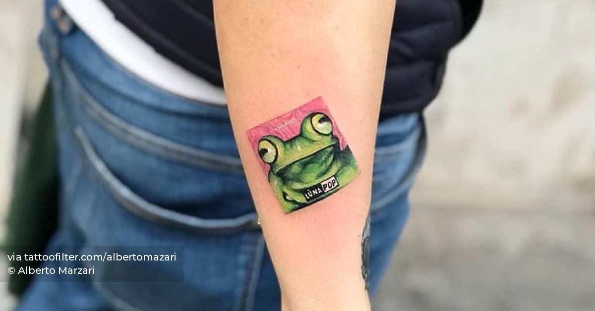 Lùnapop album cover tattoo located on the forearm.