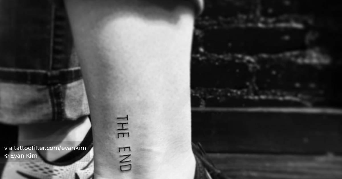 The End Lettering Tattoo Placed On The Ankle the-end-lettering-tattoo-placed-on-the-ankle