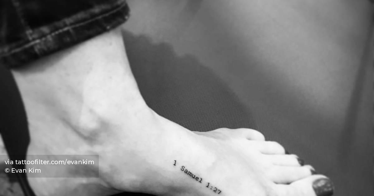 1 samuel 1:27 tattoo located on the foot.