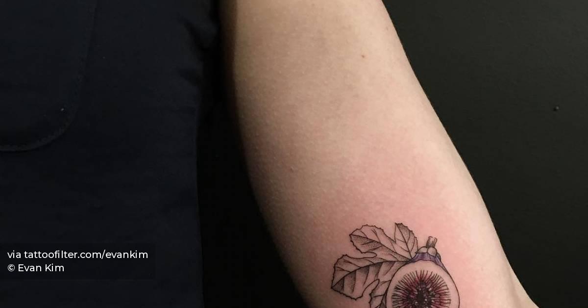 Tattoo of a fig located on the inner arm, illustrative