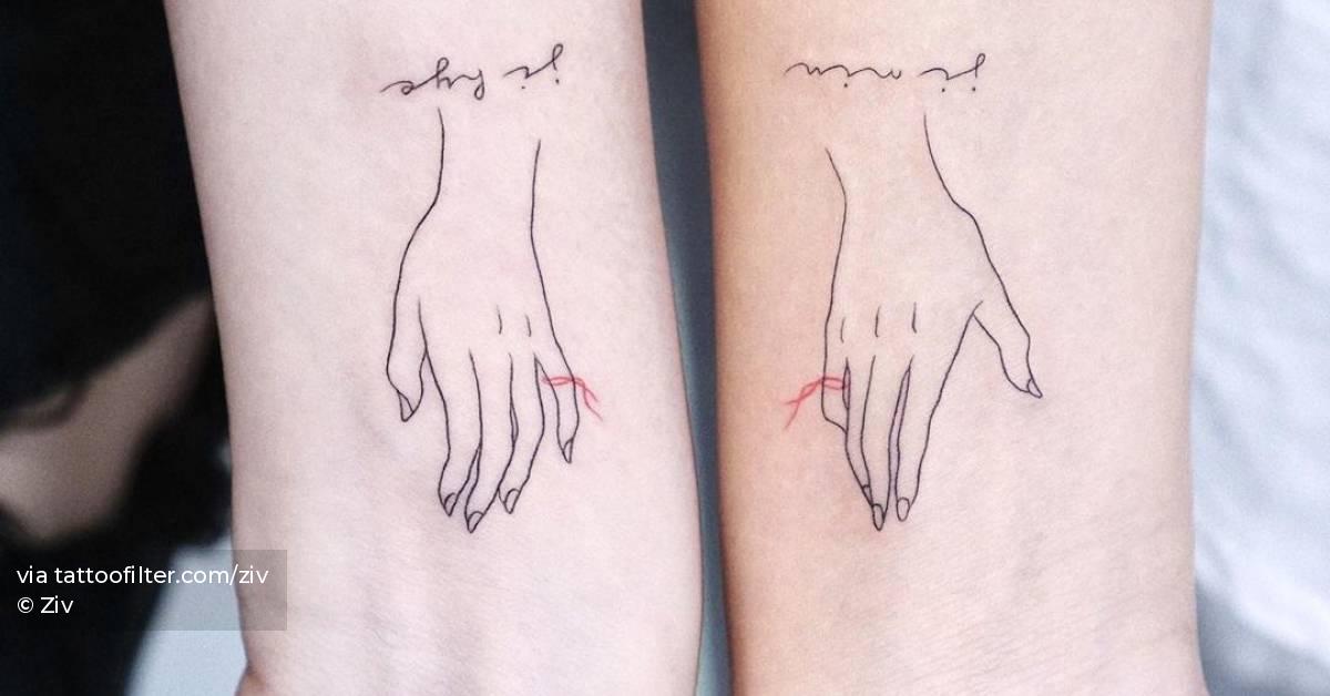 Matching fine line hand tattoo for best friends.
