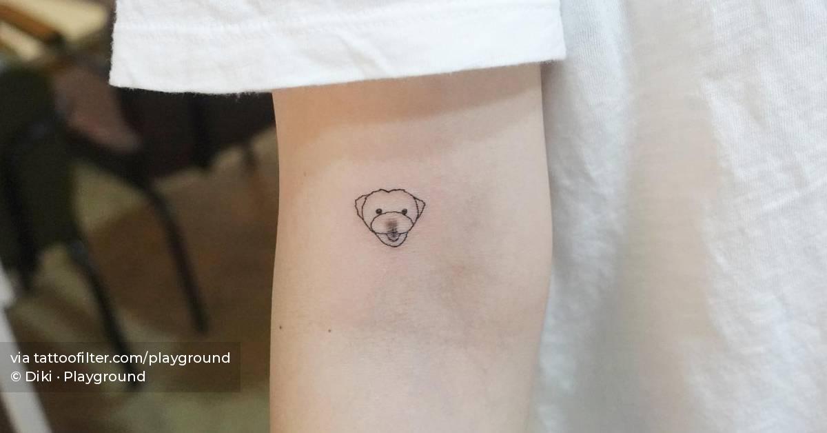 Minimalistic dog portrait birthmark cover up tattoo