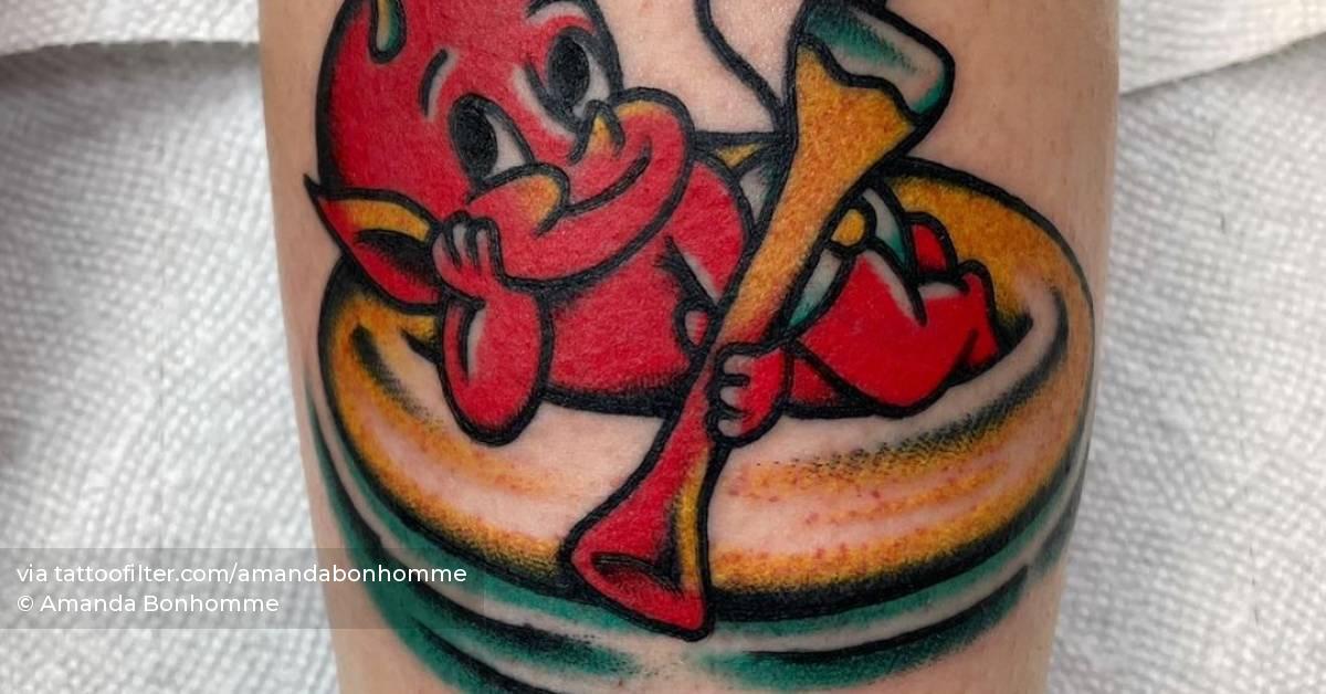 Hot Stuff The Little Devil tattoo located on the calf.