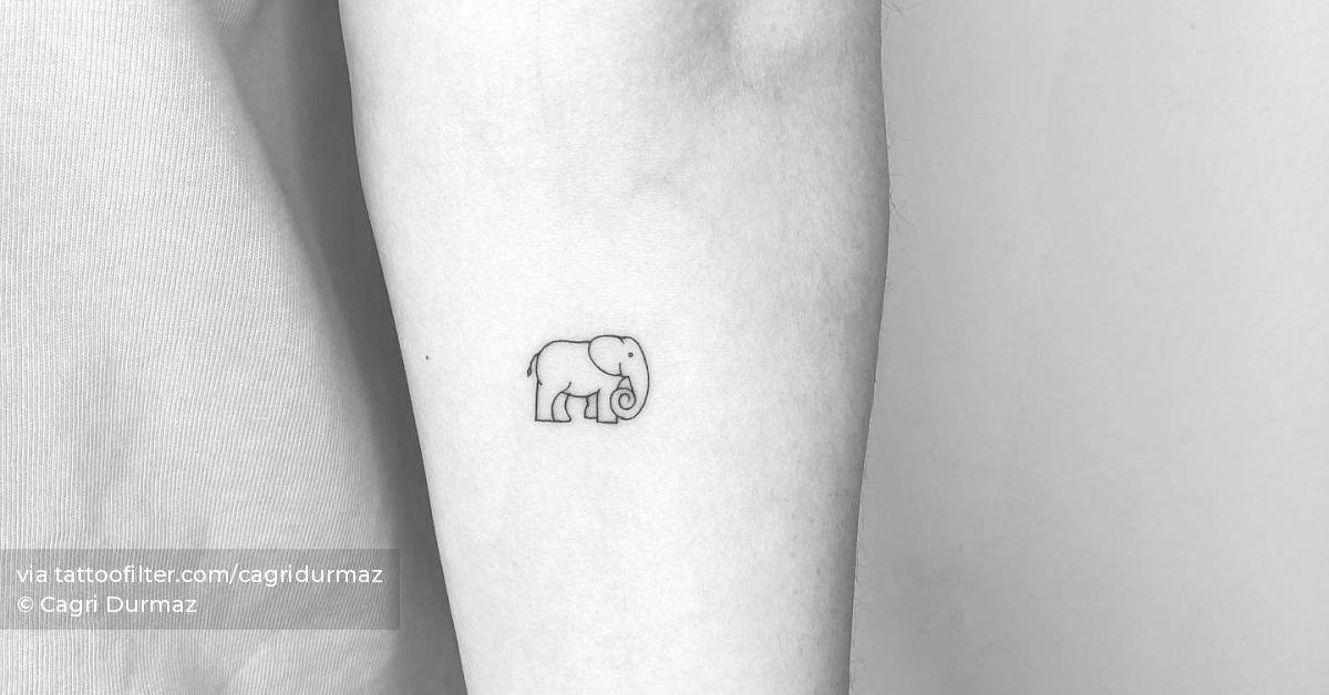 Fine line style elephant tattoo placed on the inner