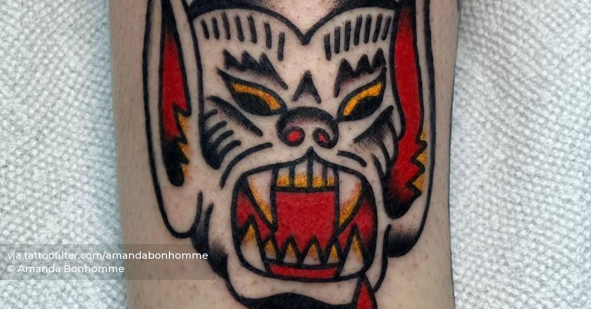 Vampire portrait tattoo located on the inner forearm,