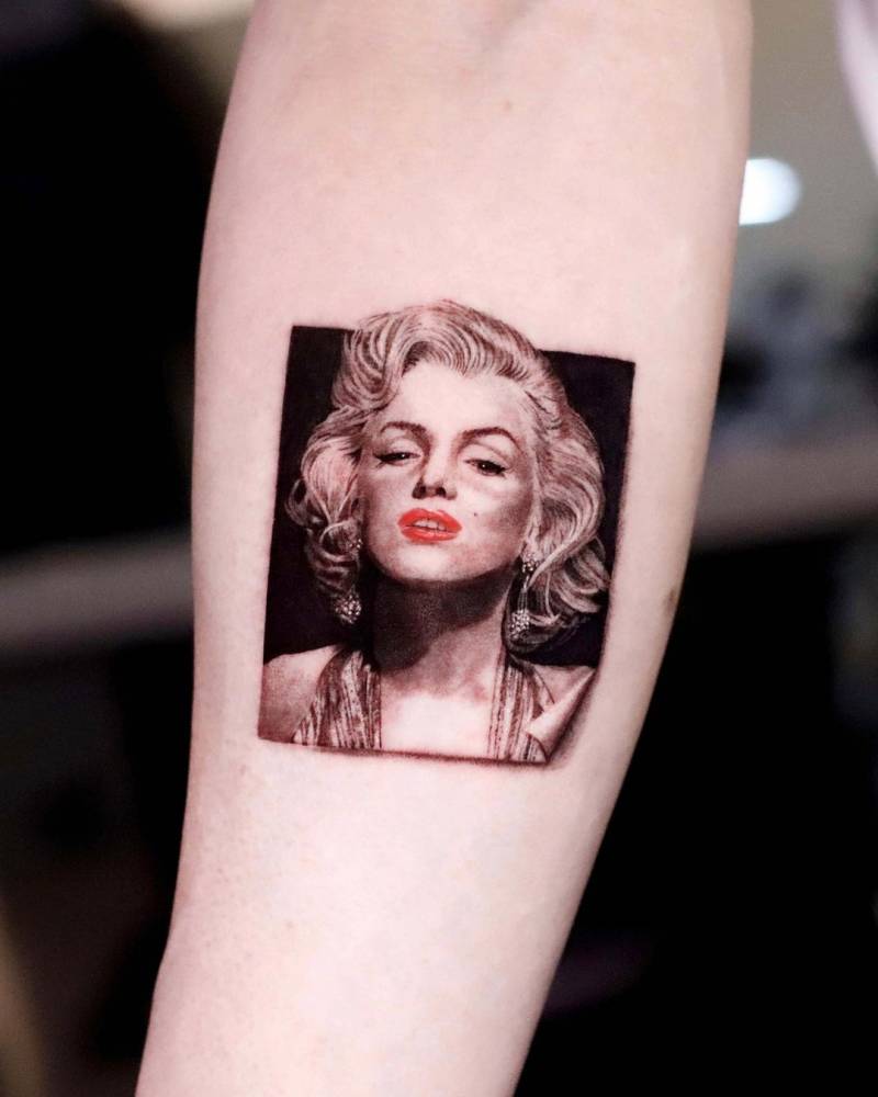 Marilyn Monroe Portrait Tattoo Done On The Inner