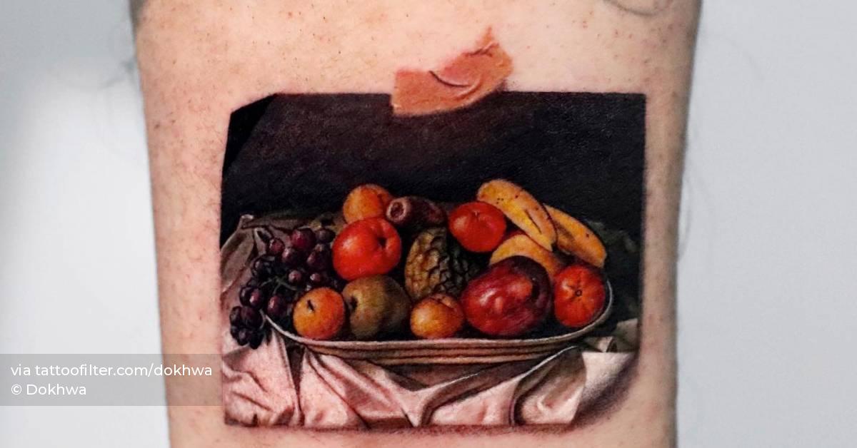 Still life tattoo located on the ankle, micro-realistic