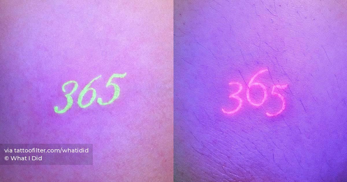 Matching tattoo of the number "365" in UV ink for
