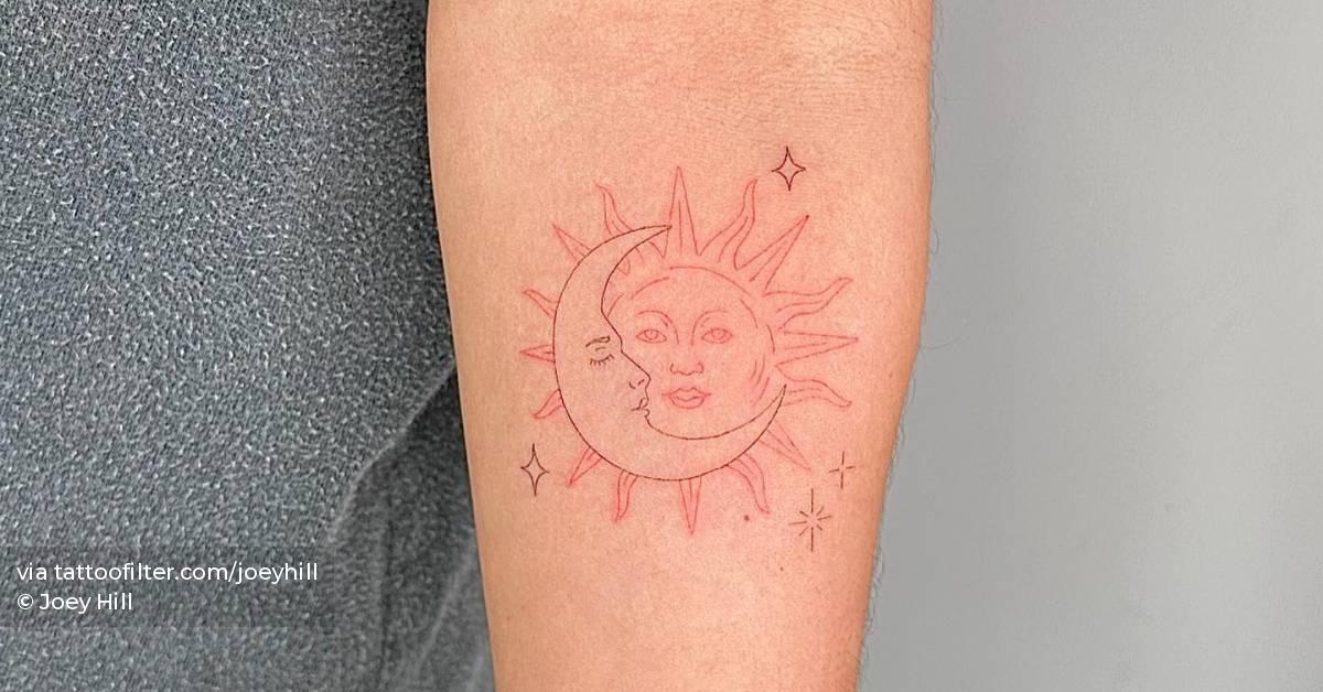 Single needle eclipse tattoo located on the inner