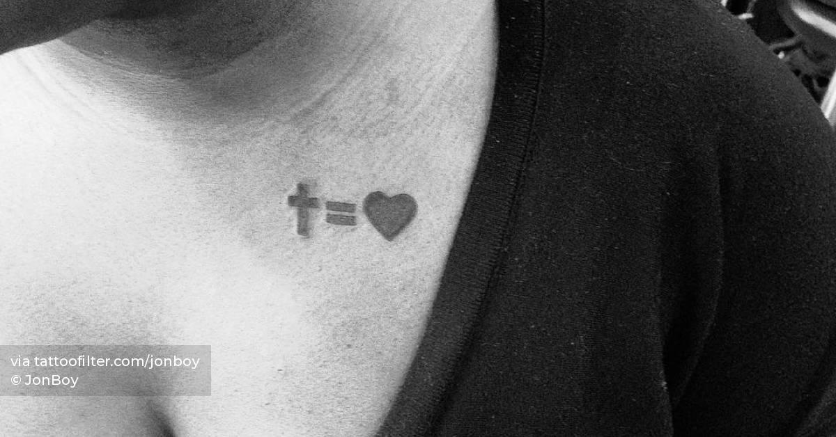 Cross equals heart.