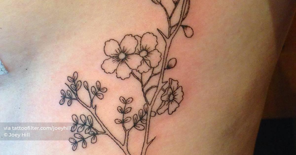 Palo Verde flowers tattooed on the rib.