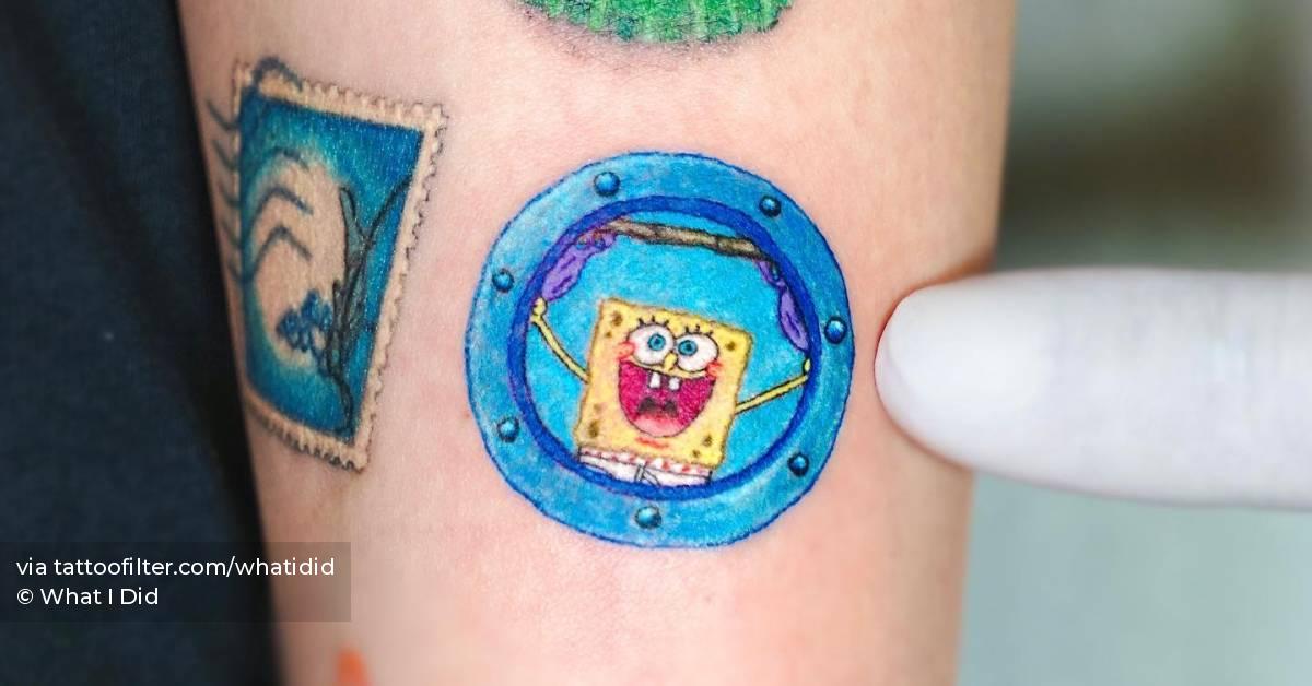 SpongeBob tattoo located on the inner forearm.