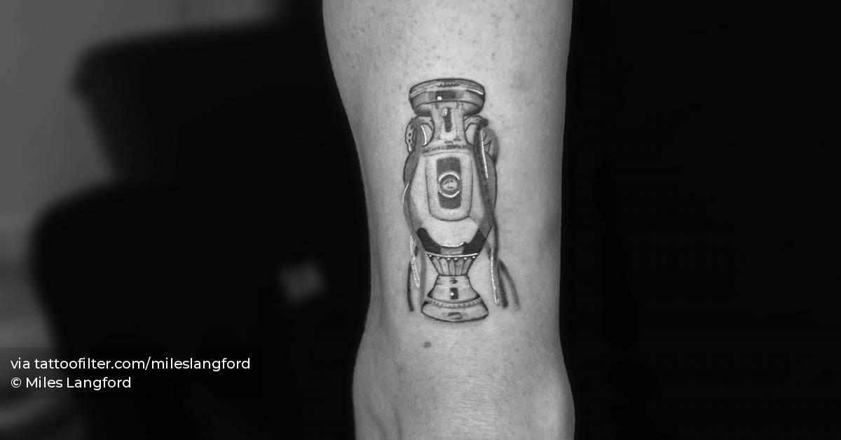 UEFA European Championship trophy tattooed on