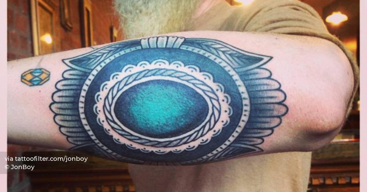 Concho tattoo located on the forearm, illustrative