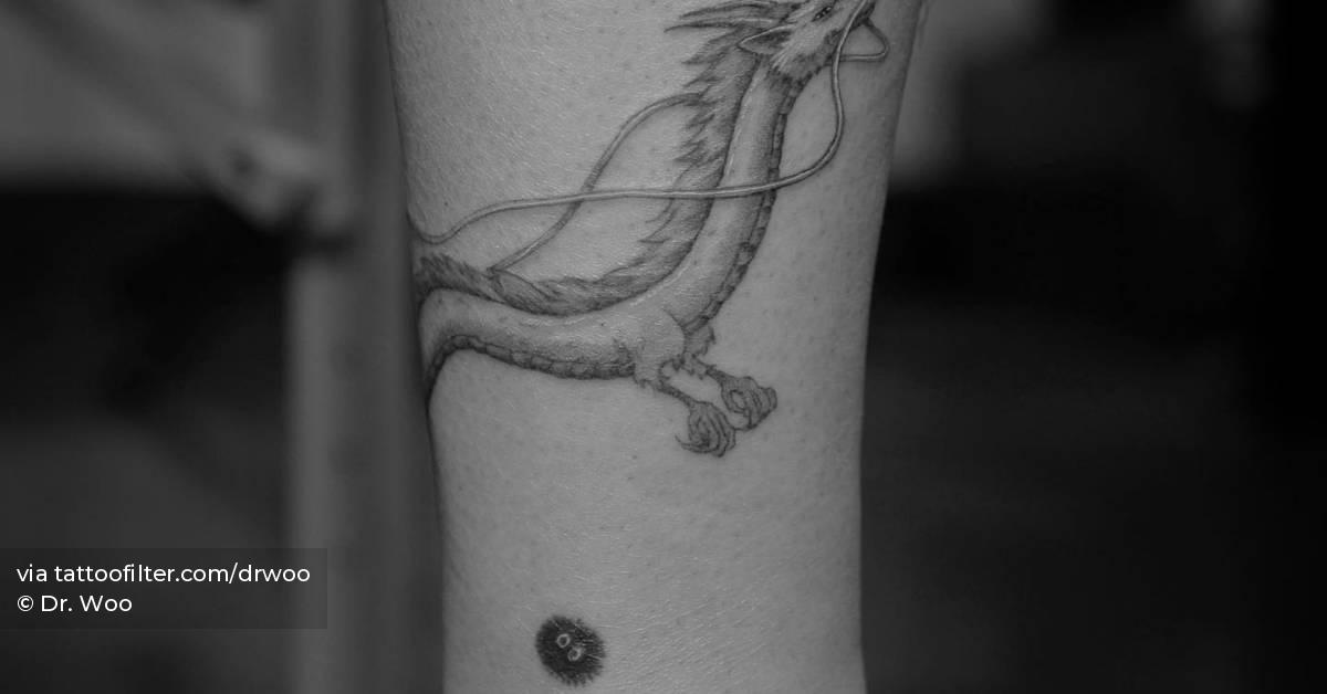 Haku tattoo located on Edison Chen's shin.