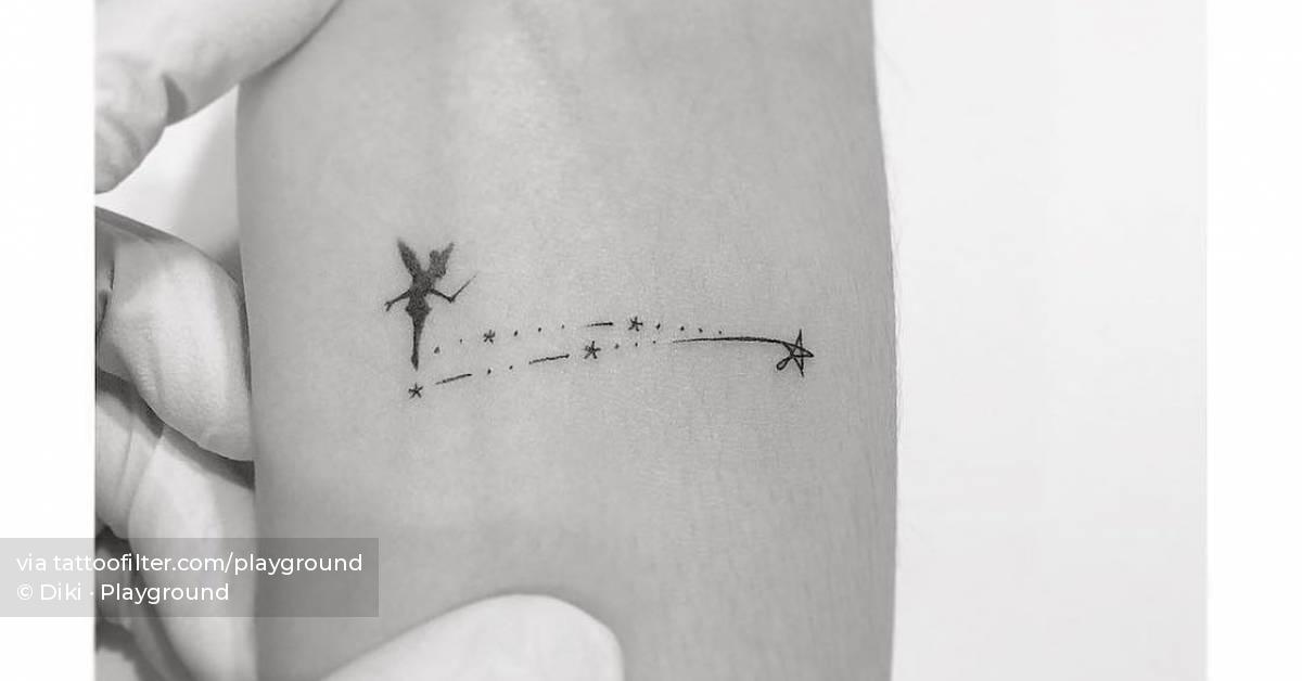 Minimalistic style Tinker Bell tattoo done on the inner