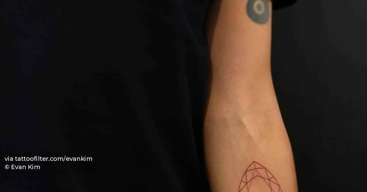 Fine line style geometric design tattooed on the inner