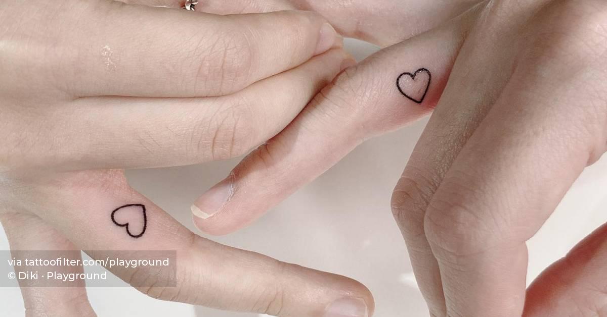 Matching heart tattoo for best friends, minimalistic