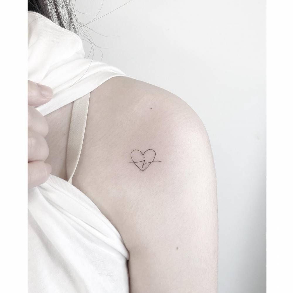 Little Heart And Letter J Tattooed On The Shoulder Little Heart And Letter J Tattooed On The Shoulder