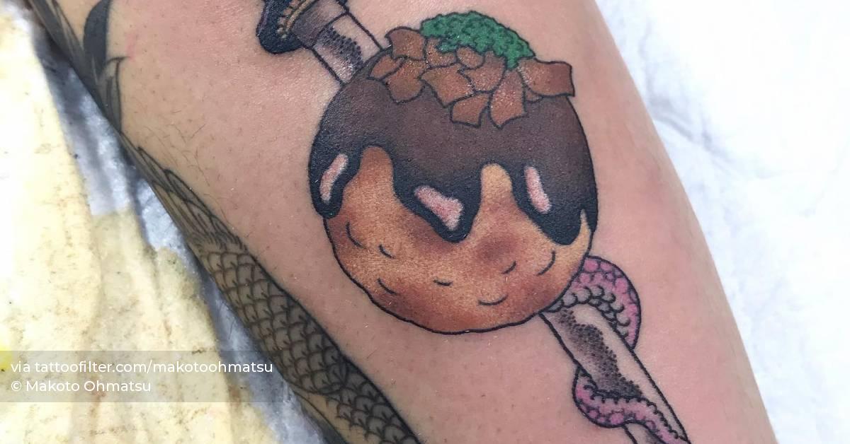 Takoyaki tattoo located on the forearm, neo japanese
