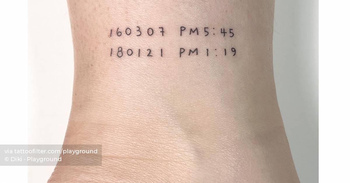 Dates tattoo located on the ankle.