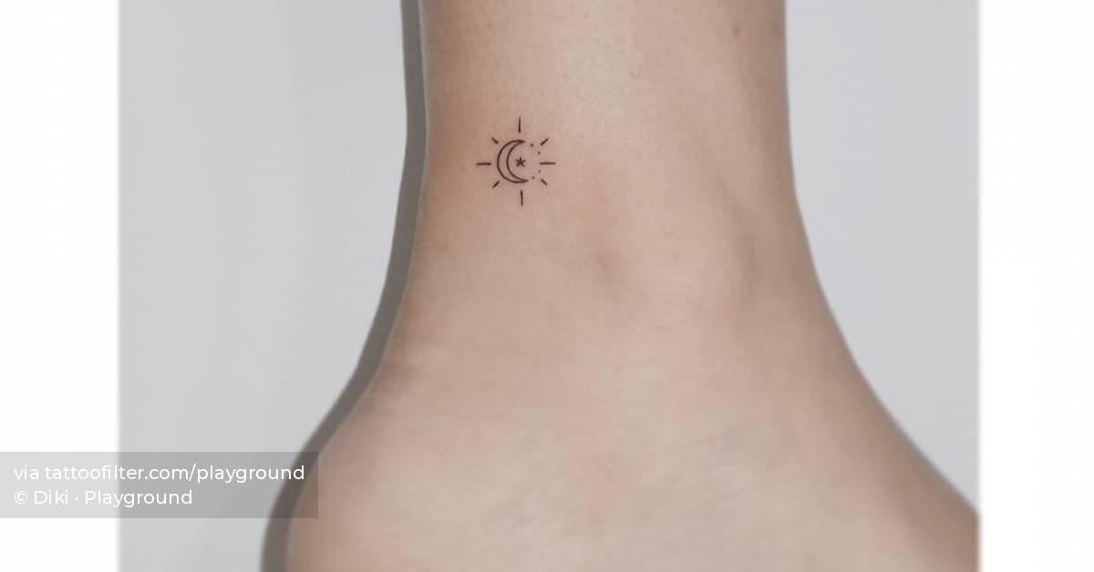Little minimalistic eclipse tattoo placed on the ankle.