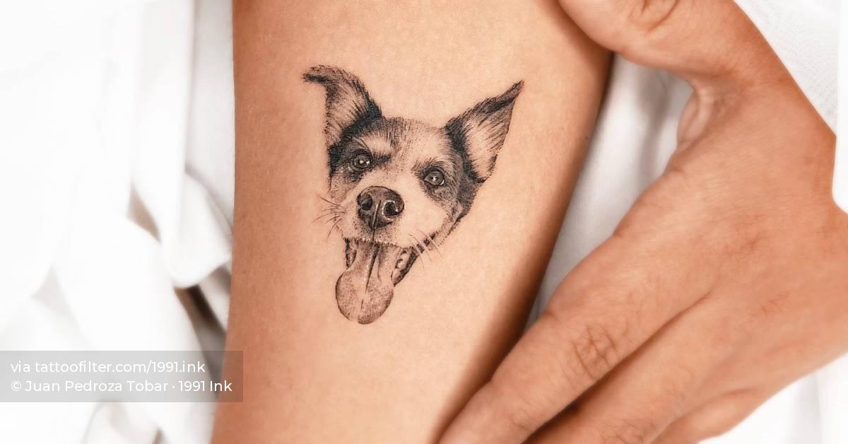 Micro-realistic style Jack Russell portrait tattoo