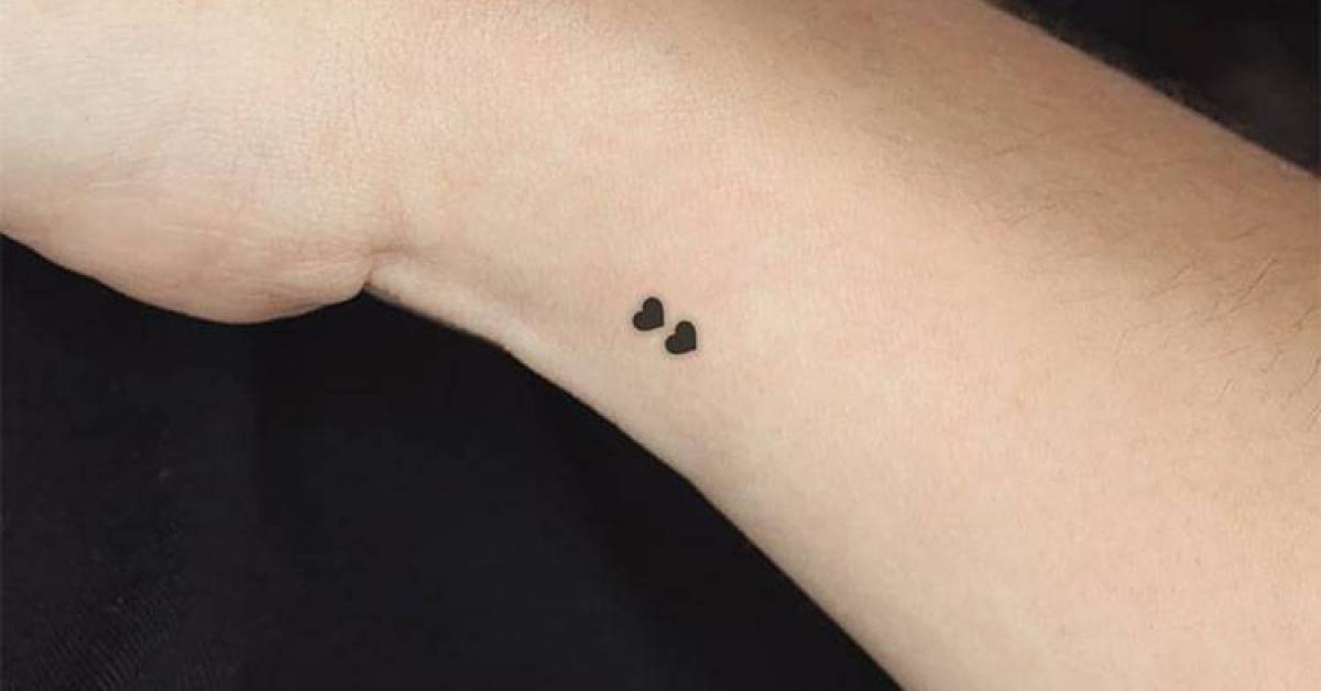 Tiny black heart pair temporary tattoo, get it here