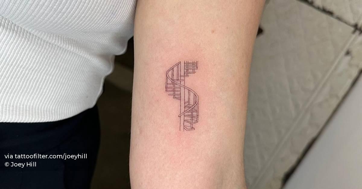 Cute fine line stairway tattoo placed on the inner arm.