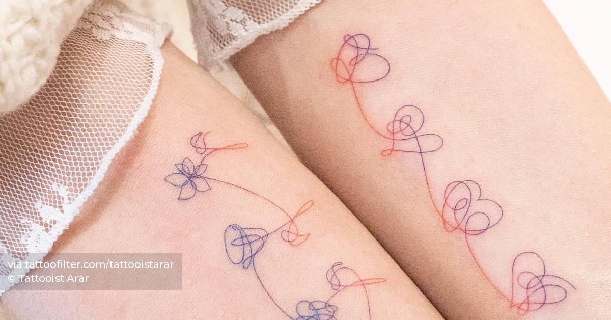 Individual matching flowers and hearts.