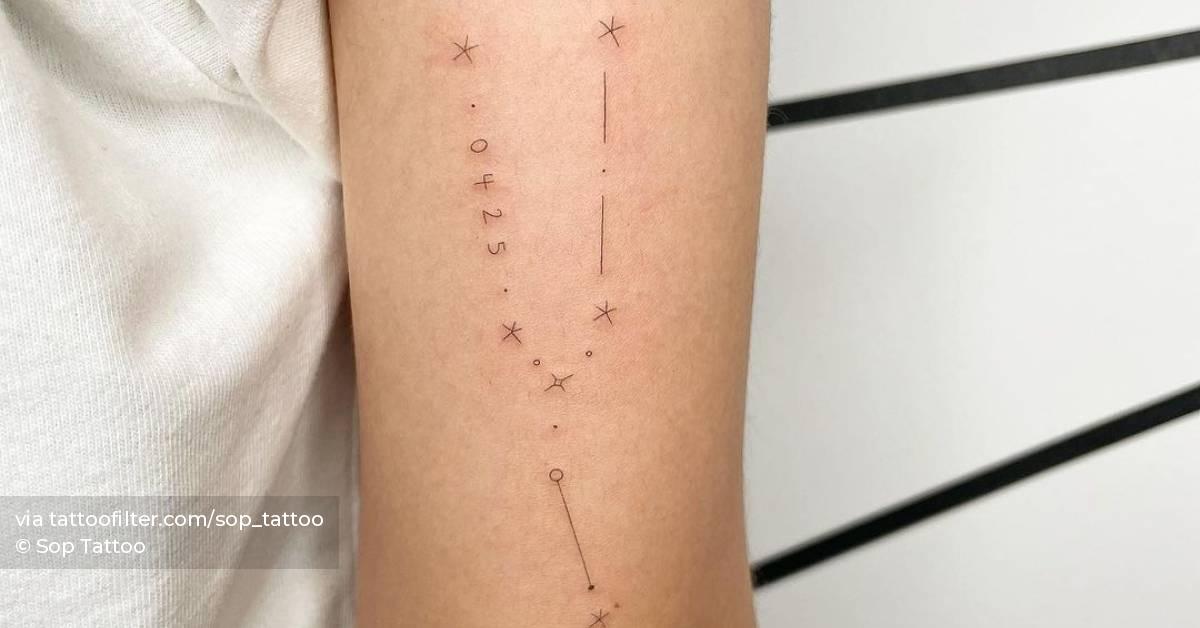 Tattoo of the Taurus constellation done in fine line,