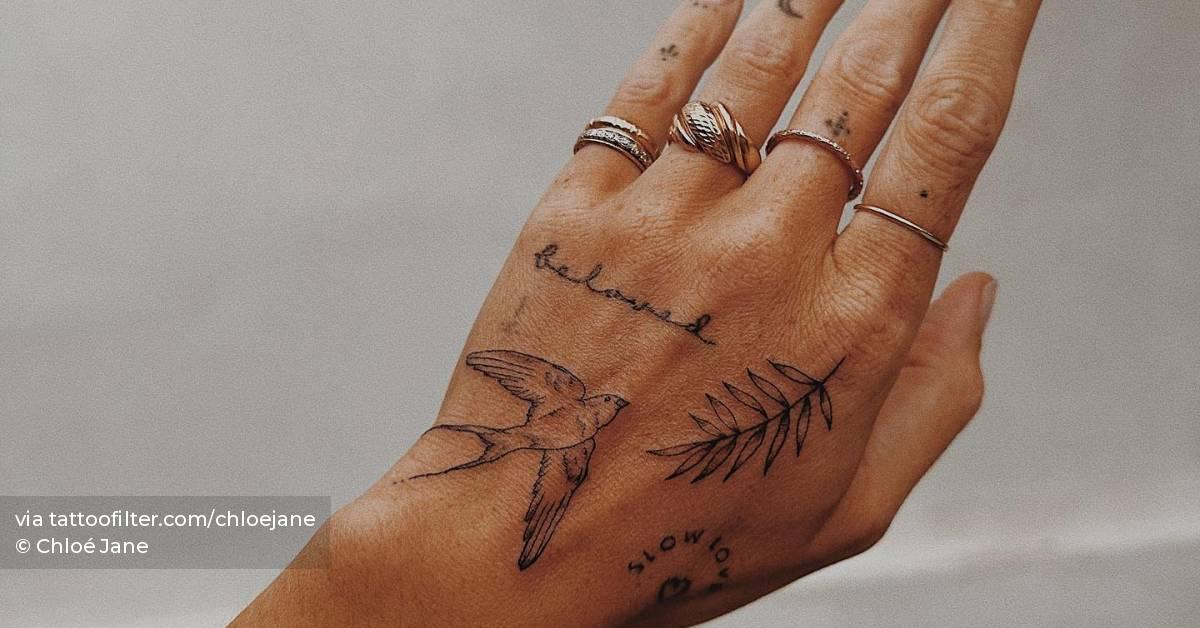 Hand composition tattoos.
