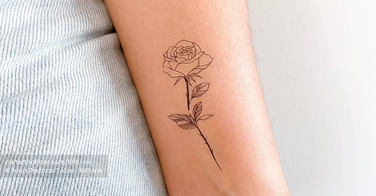 Fine line rose temporary tattoo by 1991.ink.