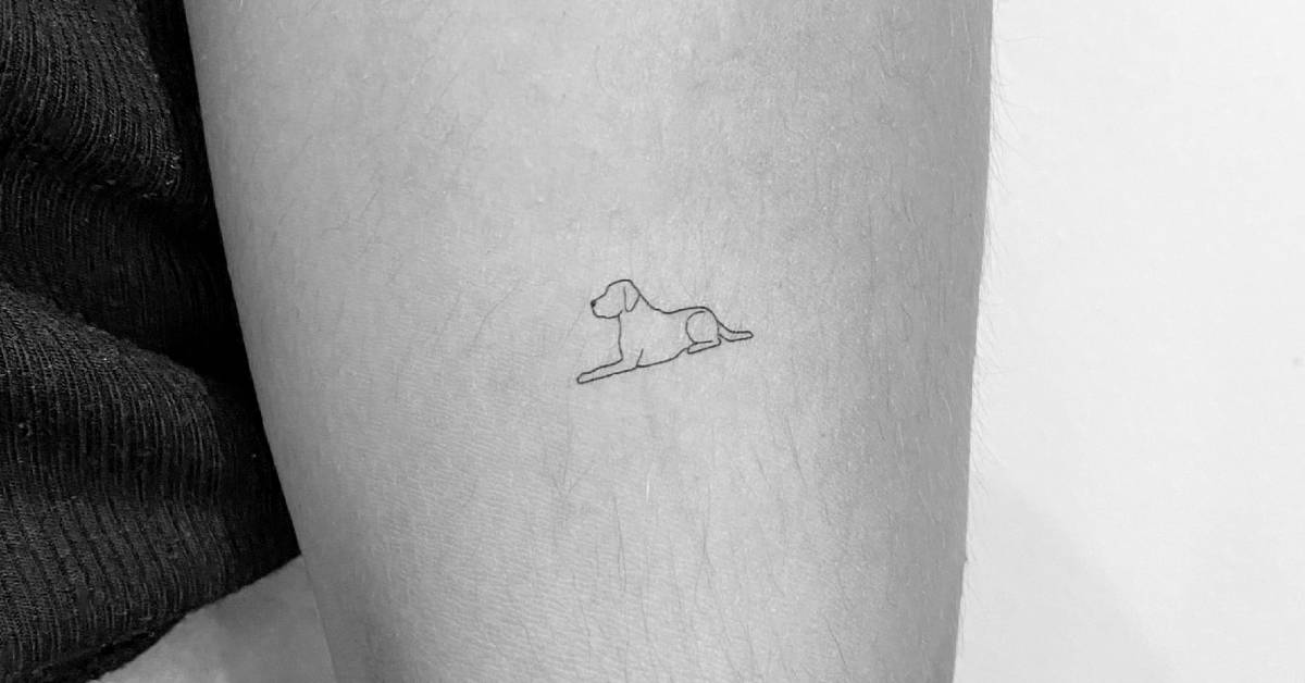 Fine line Labrador temporary tattoo located on the