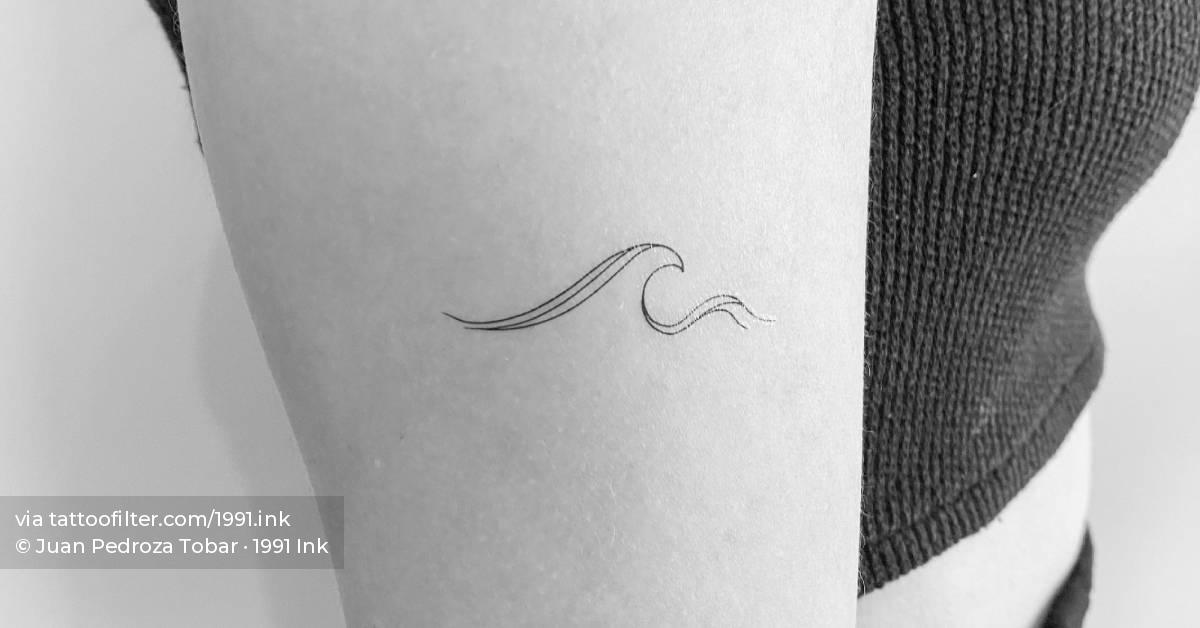 Fine line style wave temporary tattoo by 1991.ink.