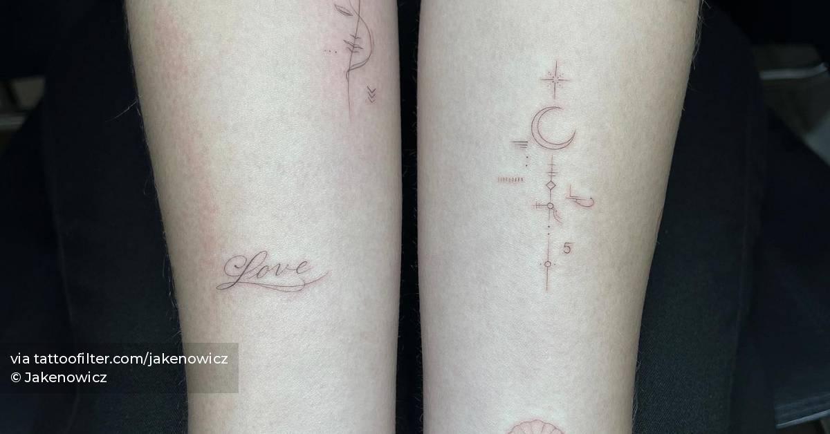 Cute fine line forearm composition tattoos.