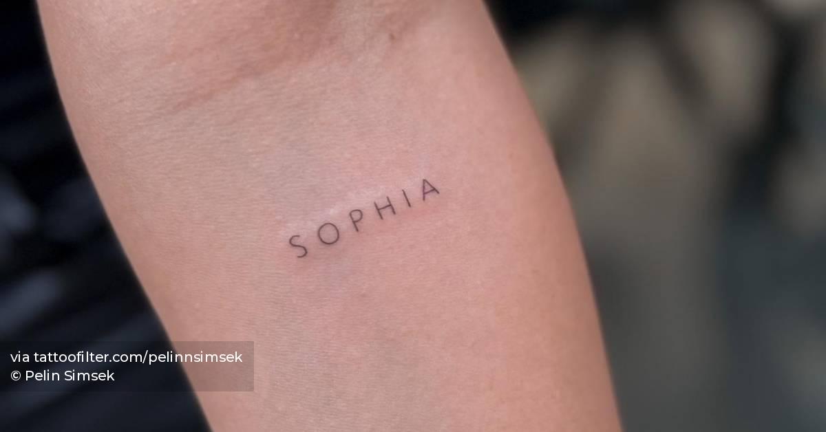 Tattoo of the name "Sophia" located on the inner