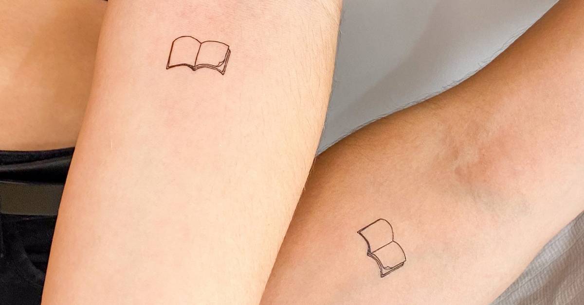 Minimalistic matching book temporary tattoo for best