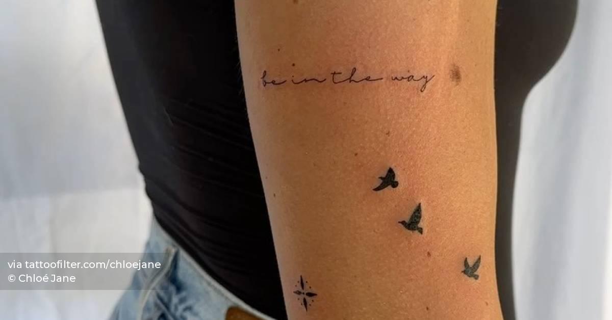 Minimalistic style arm composition tattoos.