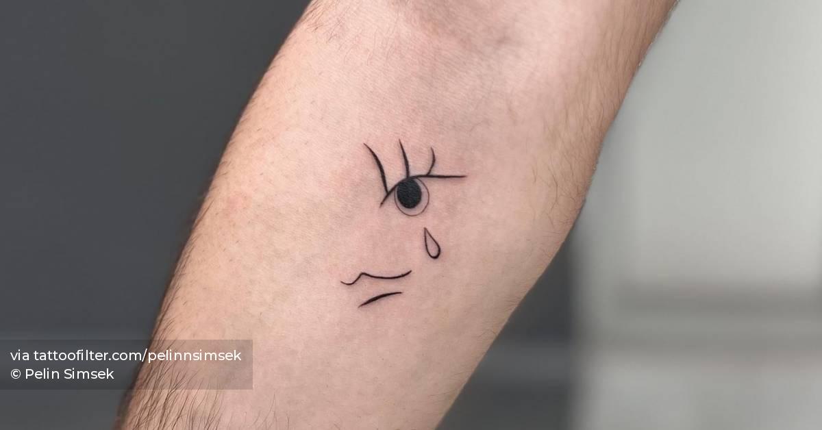 Minimalistic style crying eye tattoo done on the inner