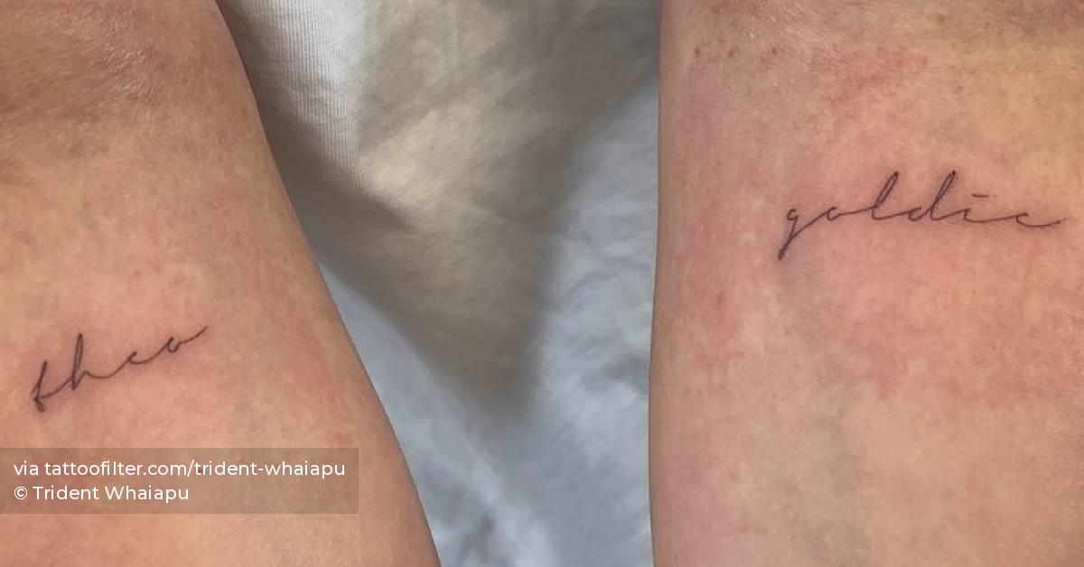 "Theo" and "Goldie" individual matching lettering