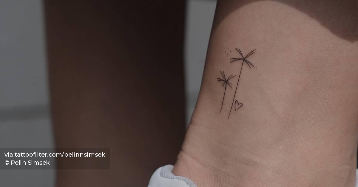 Fine line palm trees tattoo done on the ankle.