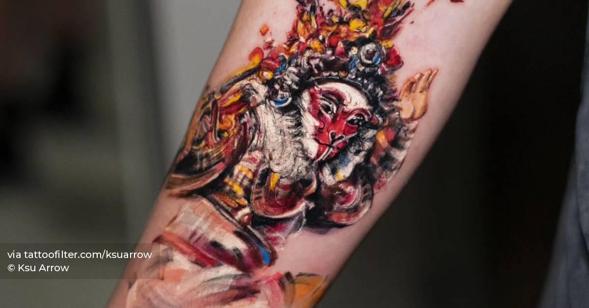 Sun Wukong tattoo located on the inner forearm.