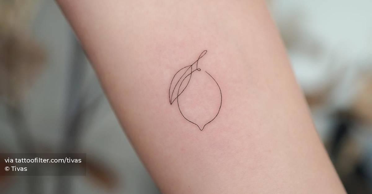 One line lemon tattoo placed on the inner forearm.