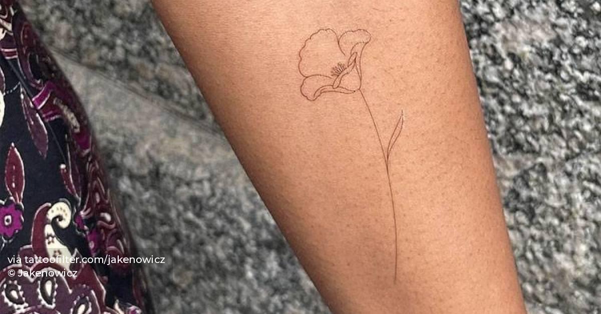 Small fine line poppy outline temporary tattoo designed