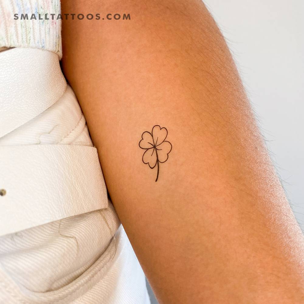 Fine Line Four Leaf Clover Temporary Tattoo